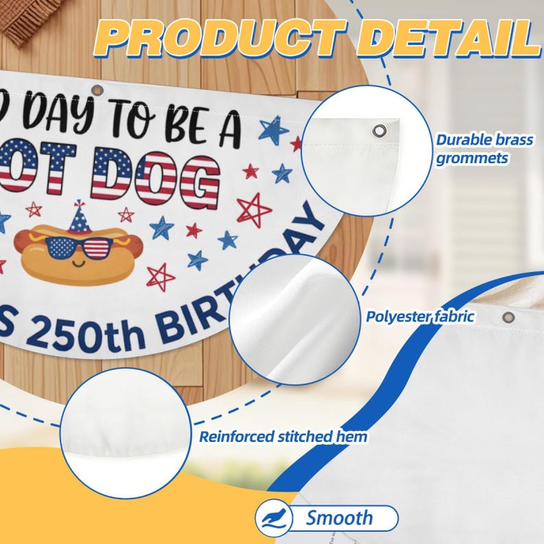 Bad Day to Be A Hot Dog Bunting Flag Funny America 250th Birthday Decor ...
