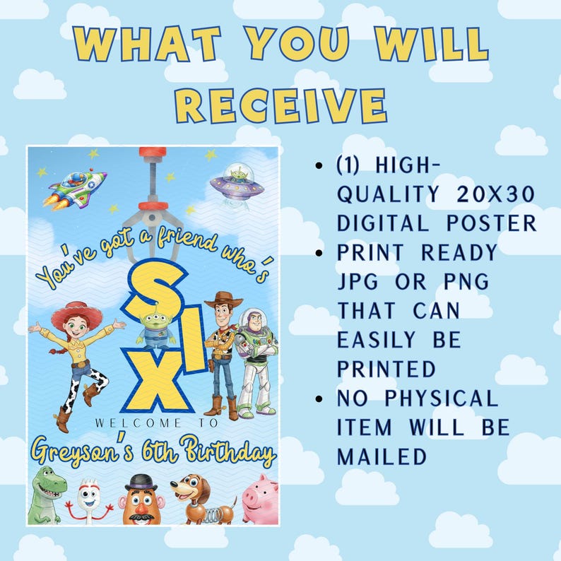Toy Inspired Birthday Welcome Sign | Personalized Party Poster (digital ...