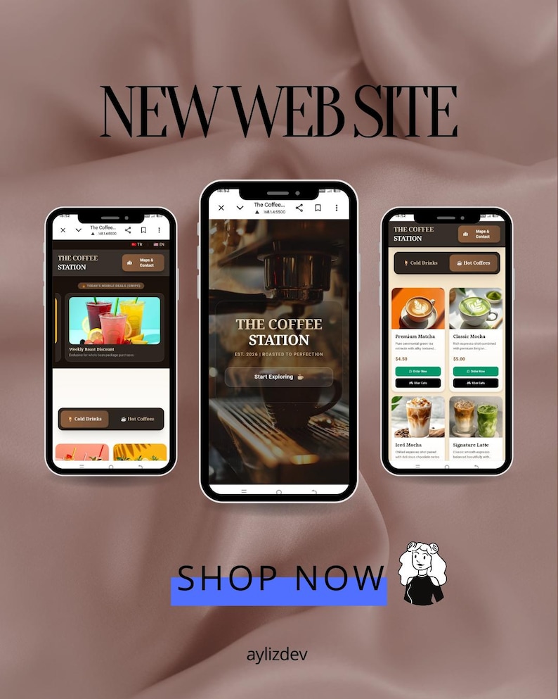 Coffee Shop Website Template | Interactive Digital Menu Layout (digital ...