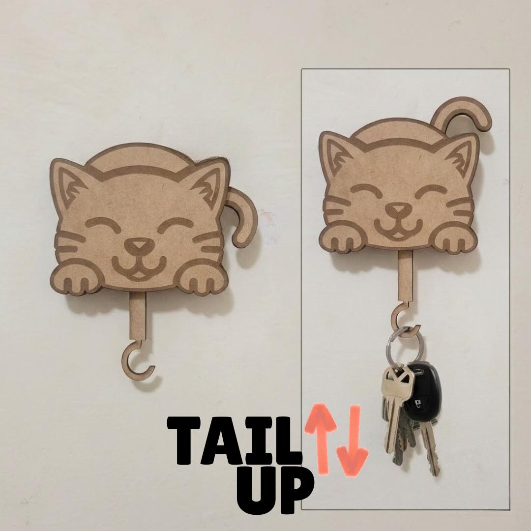 Cat Key Holder Laser Cut File | Cute Cat Wall Key Hook SVG | Pet Key ...