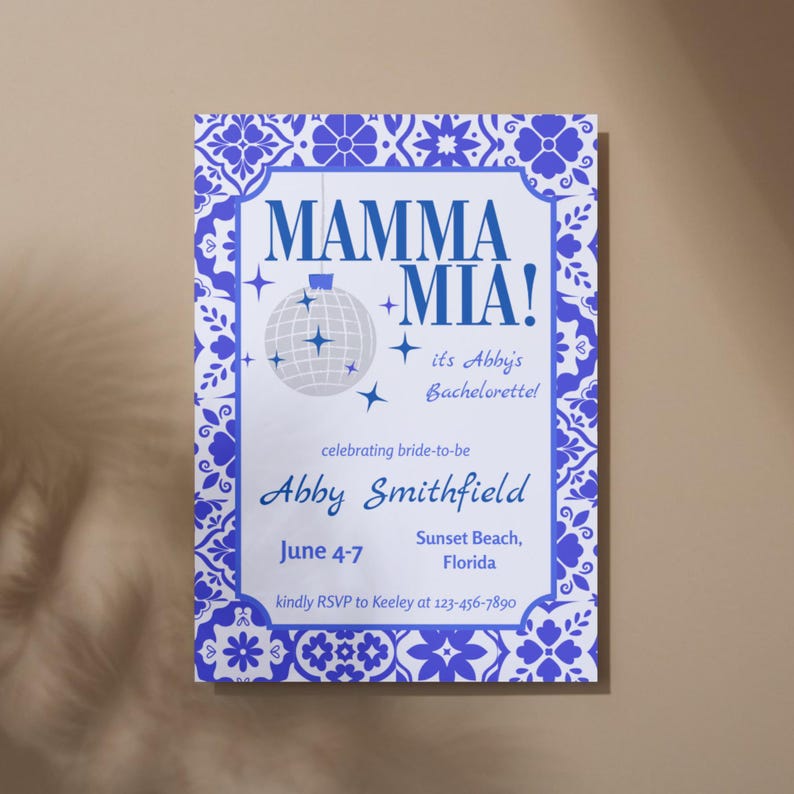 Mamma Mia Bachelorette Invitation Template | Canva Editable Digital ...