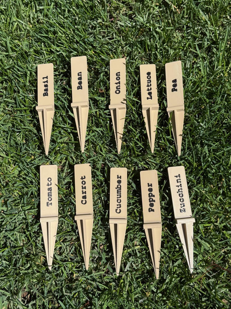 3D Printed Garden Plant Marker Set – Reusable Herb & Vegetable Labels ...