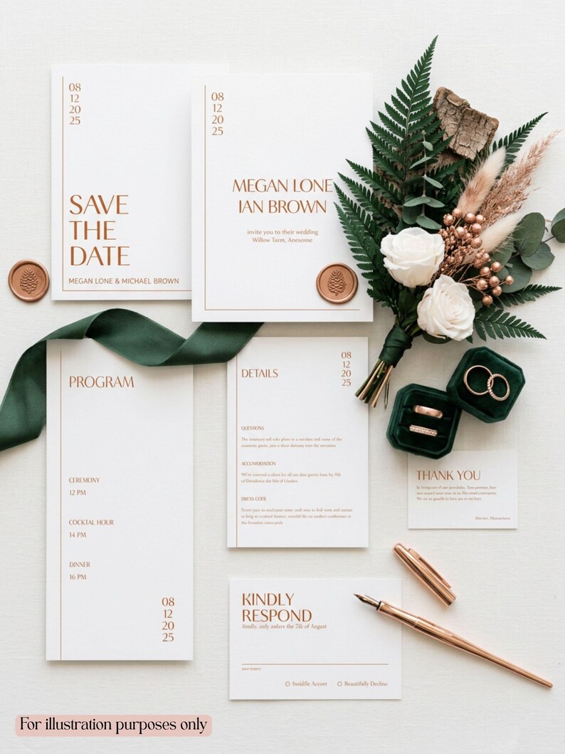 Minimalist Wedding Invitation Suite | Clean, Airy, Sleek Canva Bundle ...