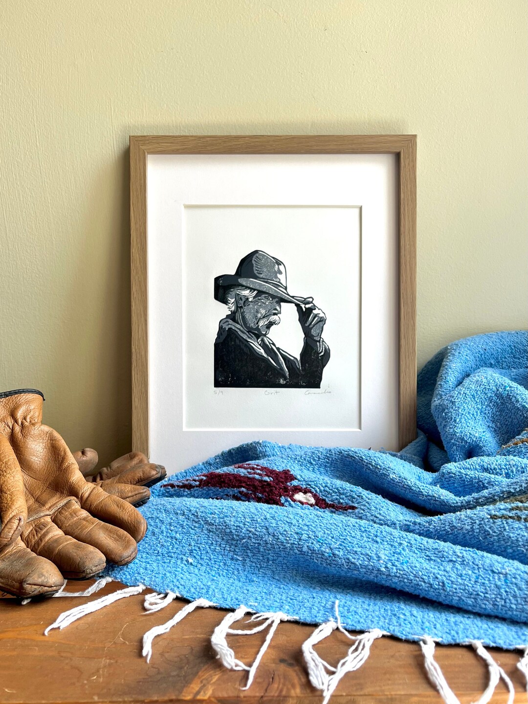 Old Cowboy, Original Artwork, Linocut Print, Wall Art 8x10" - Etsy