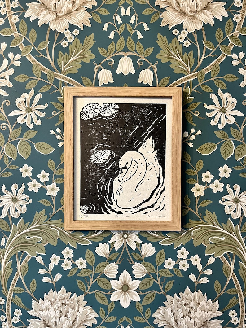 Swan, Original Artwork, Linocut Print, Wall Art 8x10" - Etsy