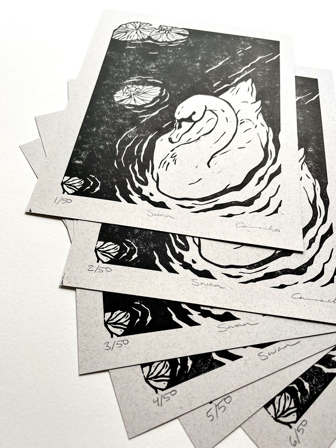 Swan, Original Artwork, Linocut Print, Wall Art 8x10 - Etsy