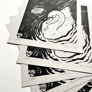 Swan, Original Artwork, Linocut Print, Wall Art 8x10" - Etsy