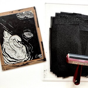 Swan, Original Artwork, Linocut Print, Wall Art 8x10" - Etsy