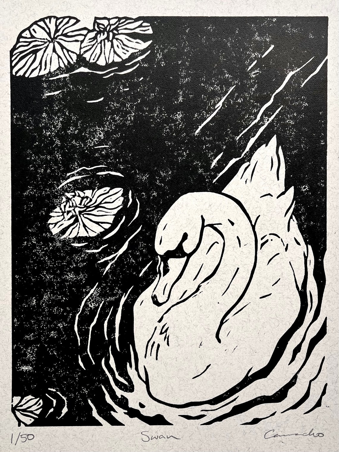 Swan, Original Artwork, Linocut Print, Wall Art 8x10 - Etsy