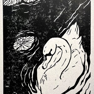 Swan, Original Artwork, Linocut Print, Wall Art 8x10" - Etsy