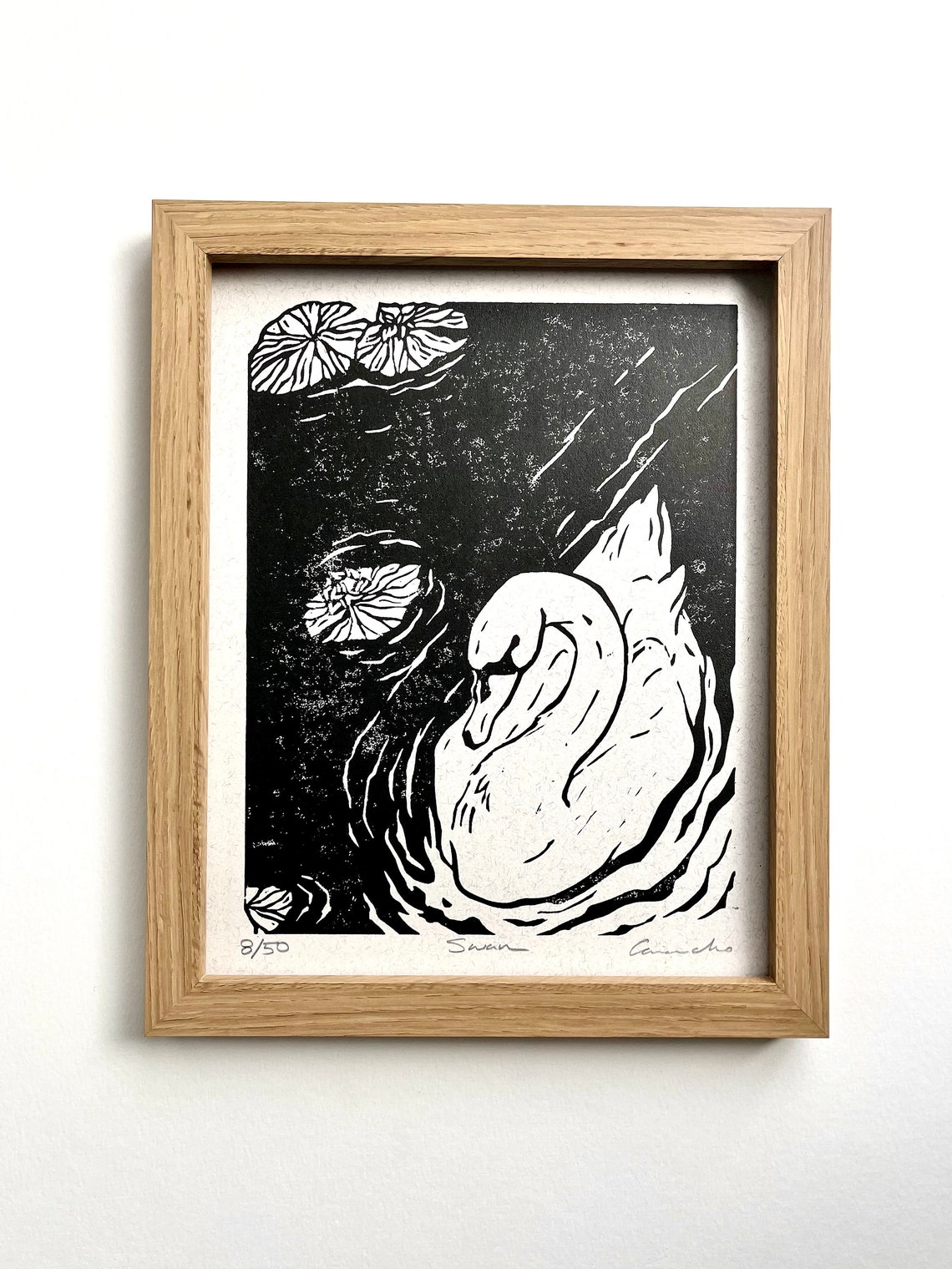 Swan, Original Artwork, Linocut Print, Wall Art 8x10 - Etsy