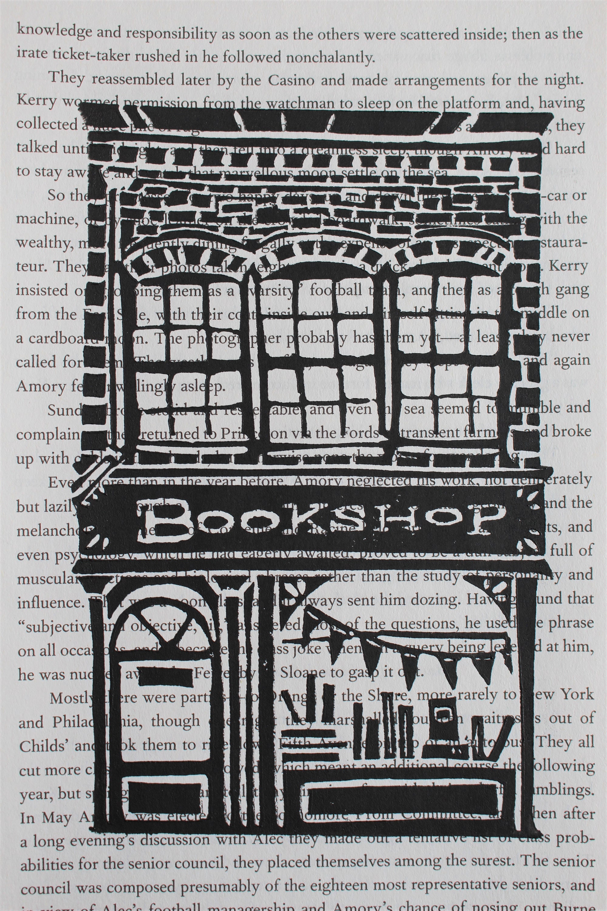 Bookshop Original Block Print, Reader Wall Art - Etsy
