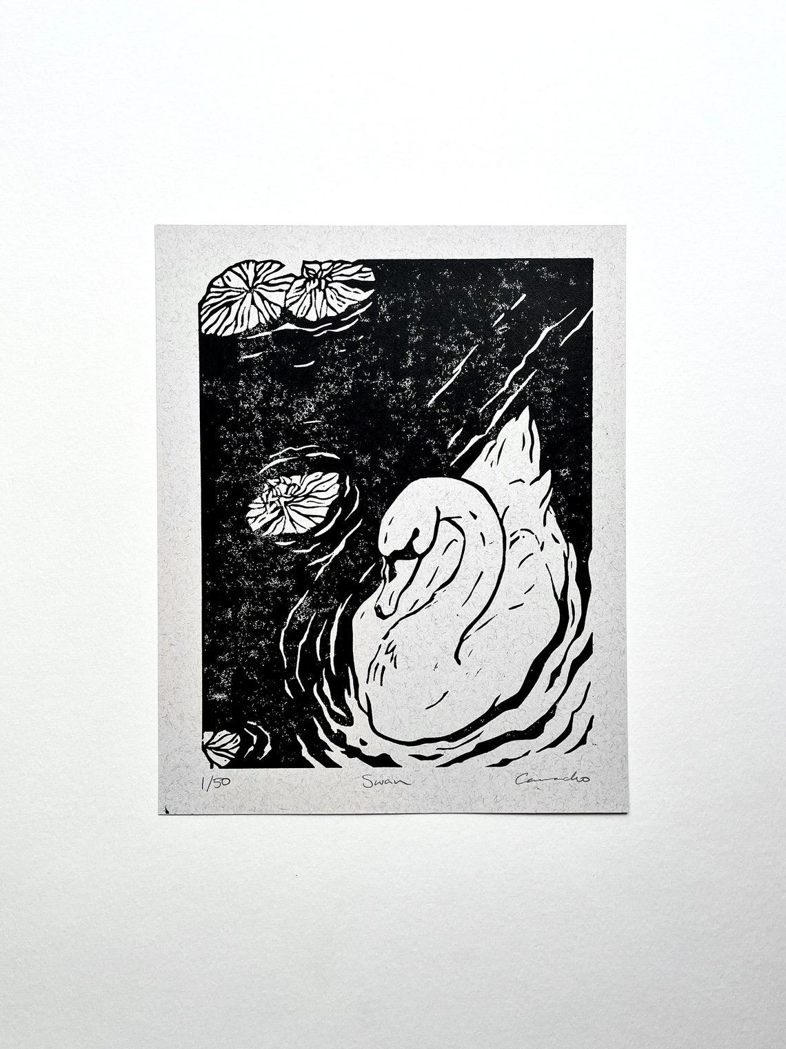 Swan, Original Artwork, Linocut Print, Wall Art 8x10 - Etsy