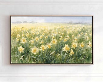 Spring Daffodil Field Watercolor Art Print | Samsung Frame TV Digital ...