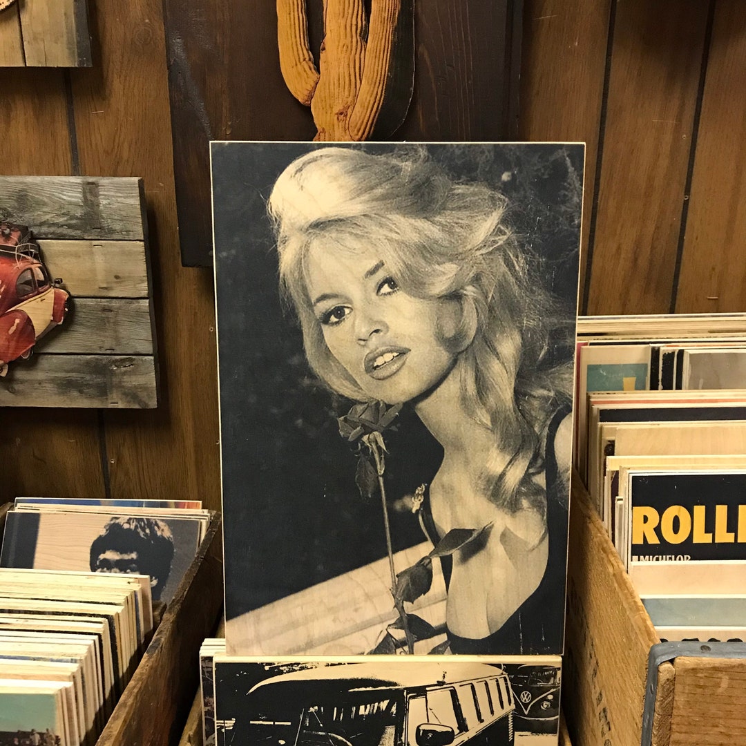 Brigitte Bardot With Rose Handmade Wood Poster 10.25x15.25 - Etsy