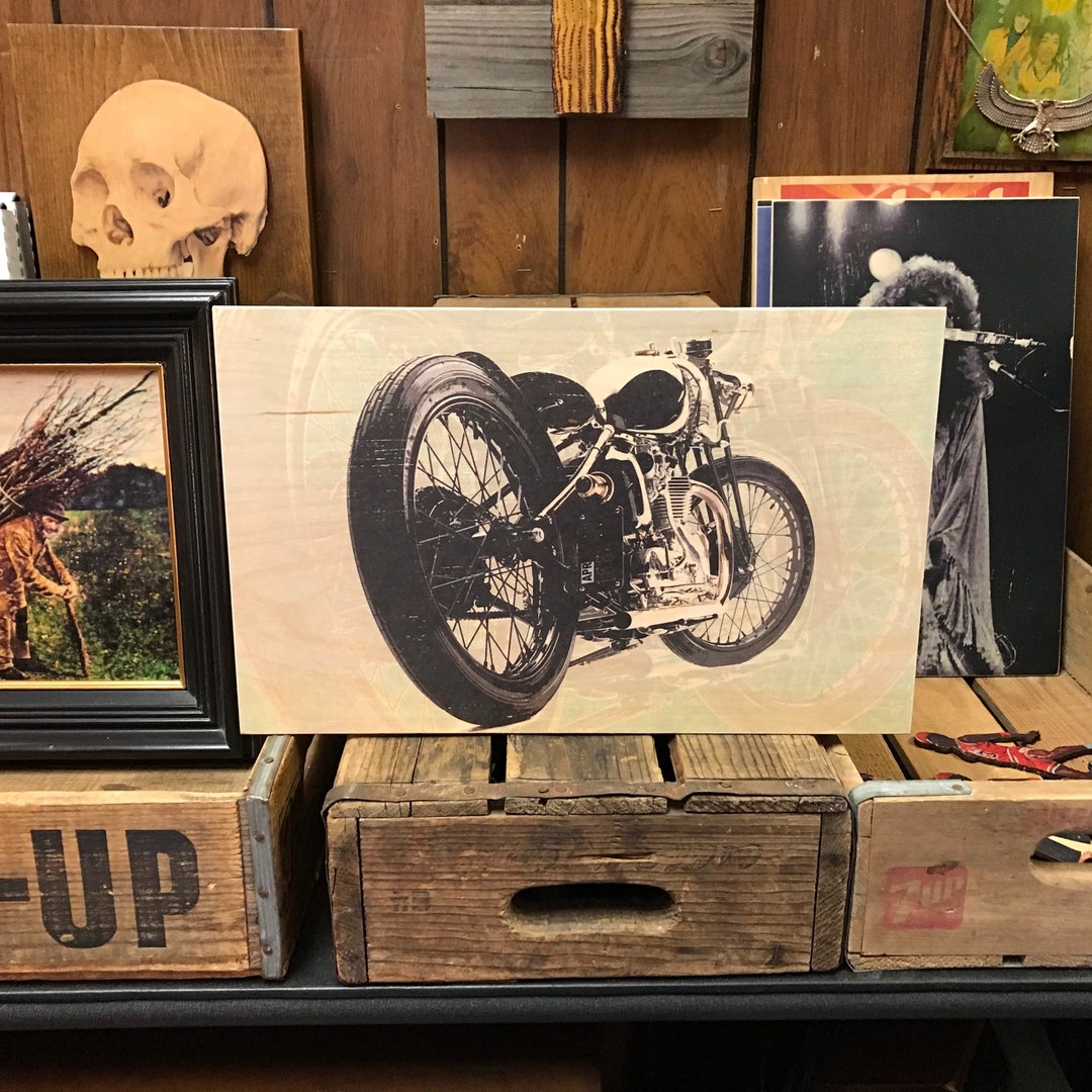 Triumph Motorcycle Cafe Racer Handmade Wood Poster 10.25x16.25 - Etsy