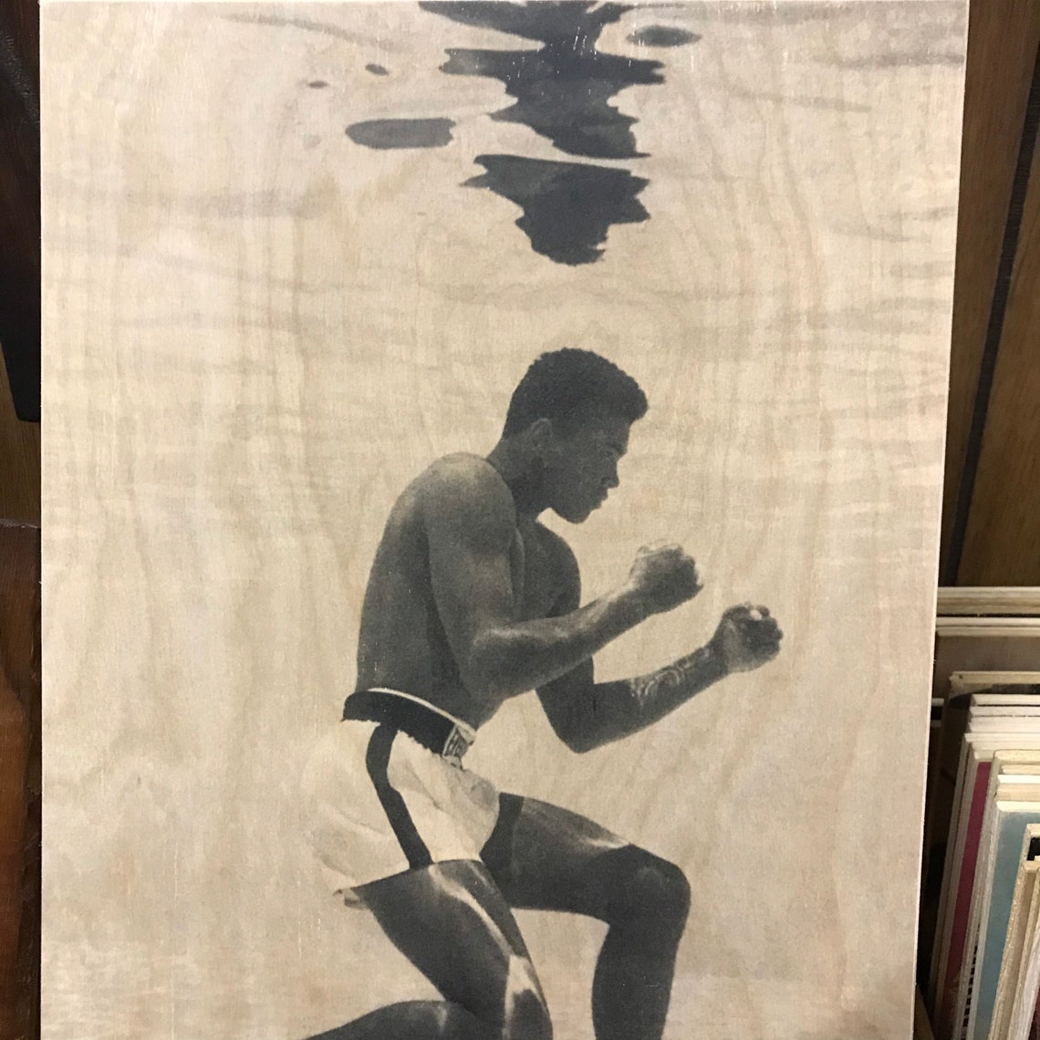Muhammad Ali Training in Pool Handmade Wood Poster 10.25x16.25 | Etsy