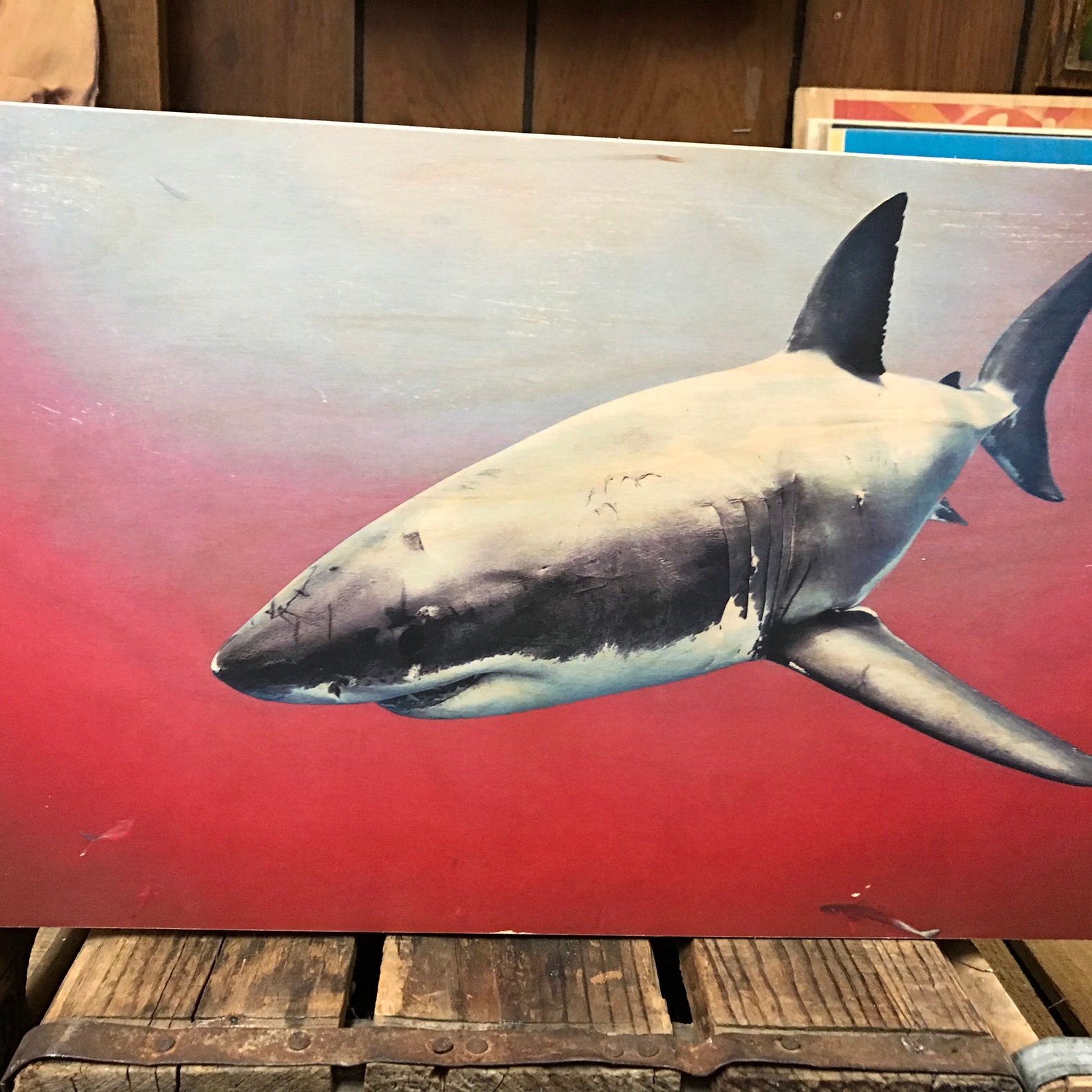 Great White Shark Handmade Wood Poster 10.25x16.25 - Etsy