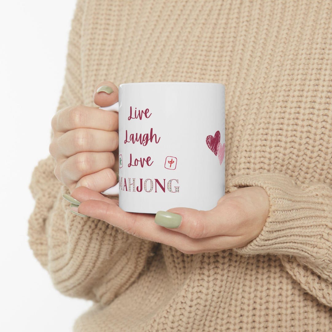 Live Laugh Love Mahjong Mug | Mahjong Tile Coffee Cup - Etsy