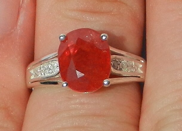 Natural 3.90 Carat Ruby & Diamond Ring Solid 925 Sterling - Etsy