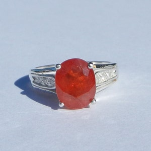 Natural 3.90 Carat Ruby & Diamond Ring Solid 925 Sterling - Etsy