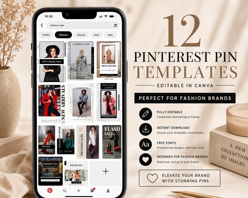 Fashion Brand Pinterest Pin Templates | Editable Canva Pins (digital ...