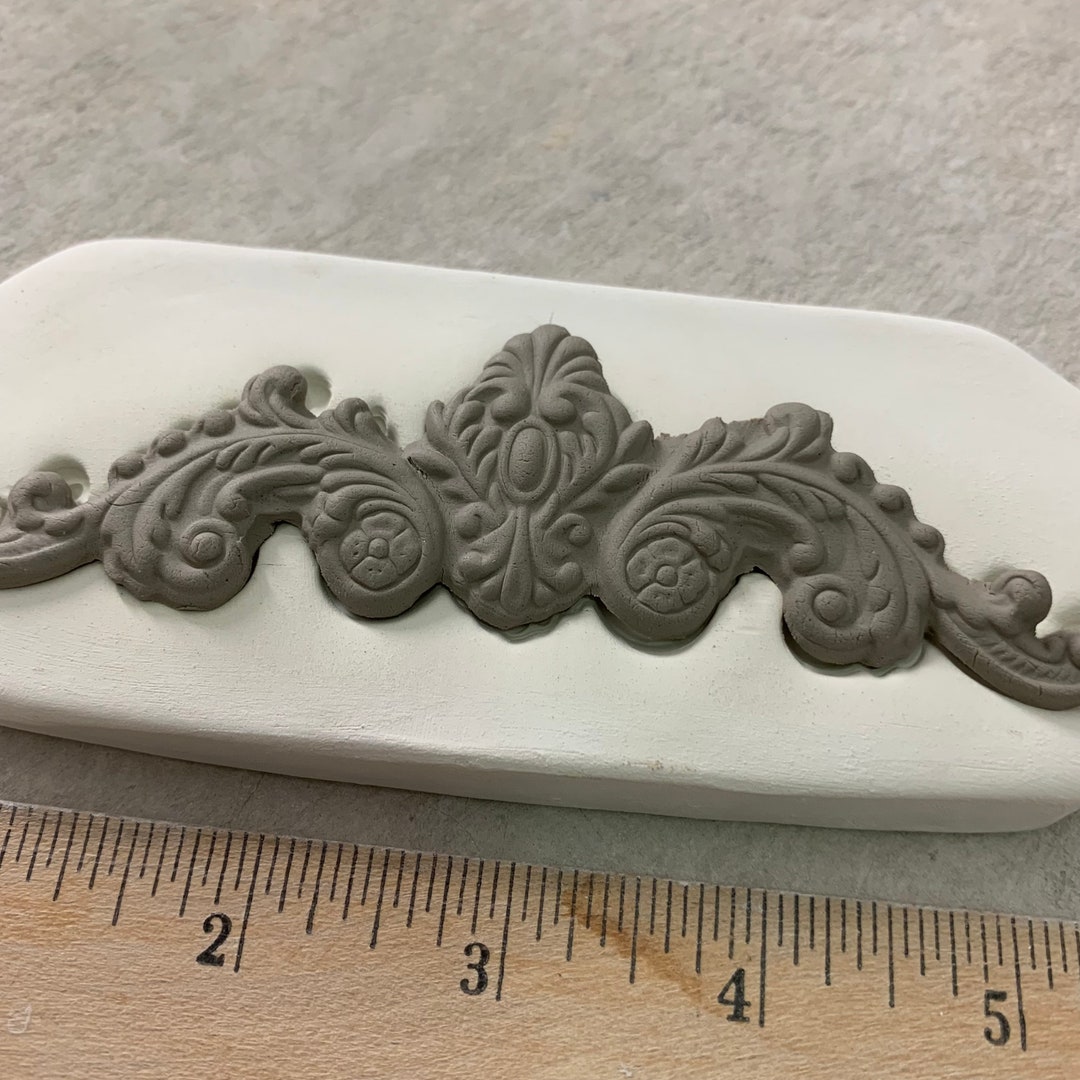 LOS Large Ornamental Scroll Sprig Mold Relief Mold or Sprig Mold Bisque ...