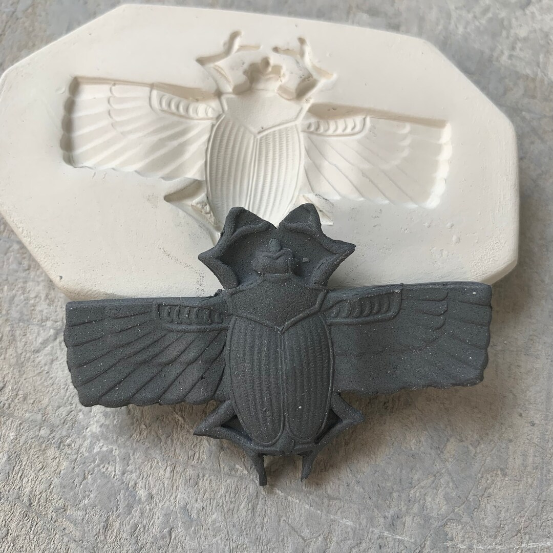 B2 Clay Sprig Stamp Winged Scarab Beetle Pottery Press Mold Relief Mold ...
