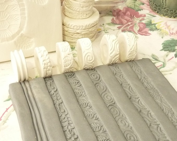 Clay Stamp Roller Set of Six Unique Border Design Bisque Pottery Tool ...