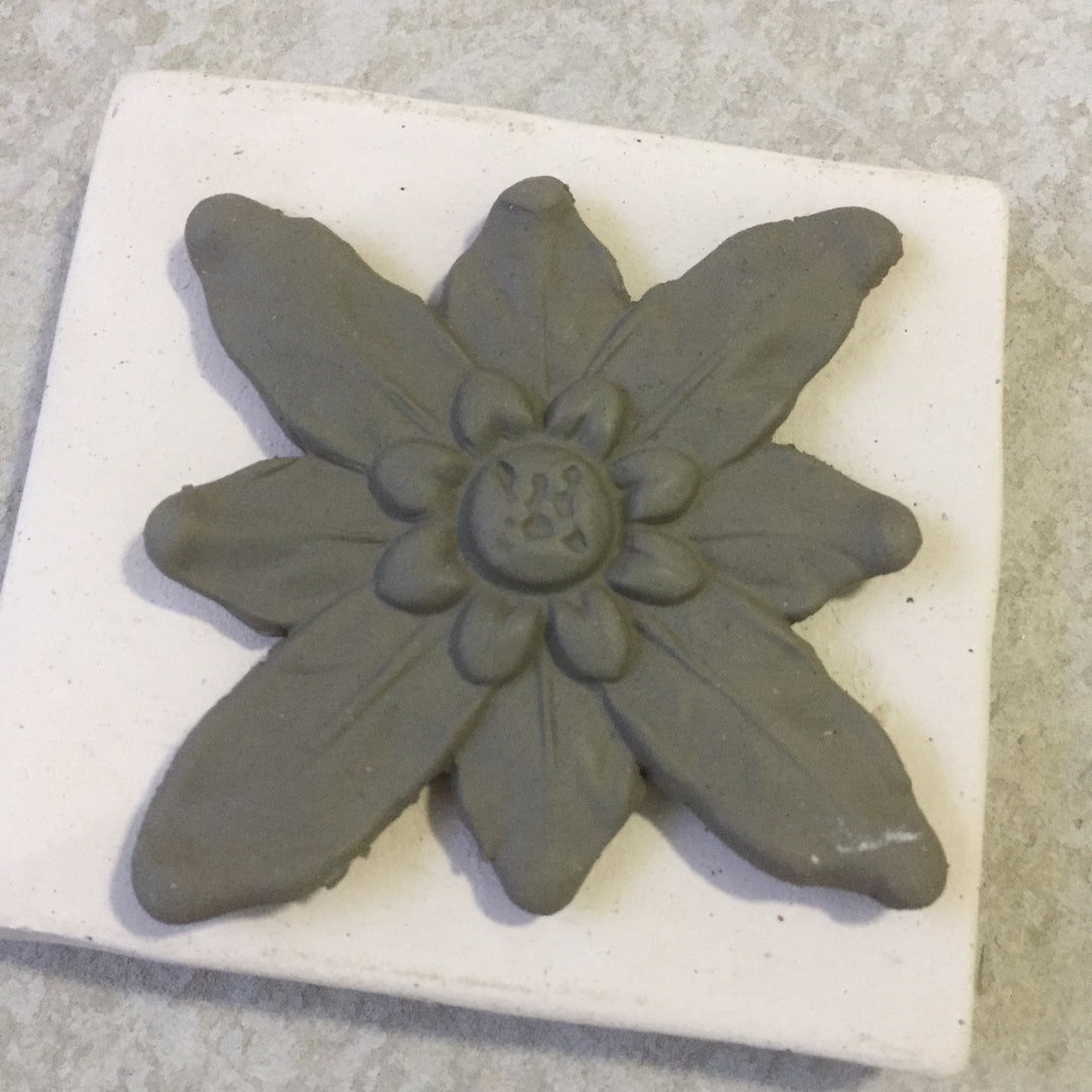 SR Square Rosette Sprig Press Mold Relief or Sprig Mold Bisque Clay for ...