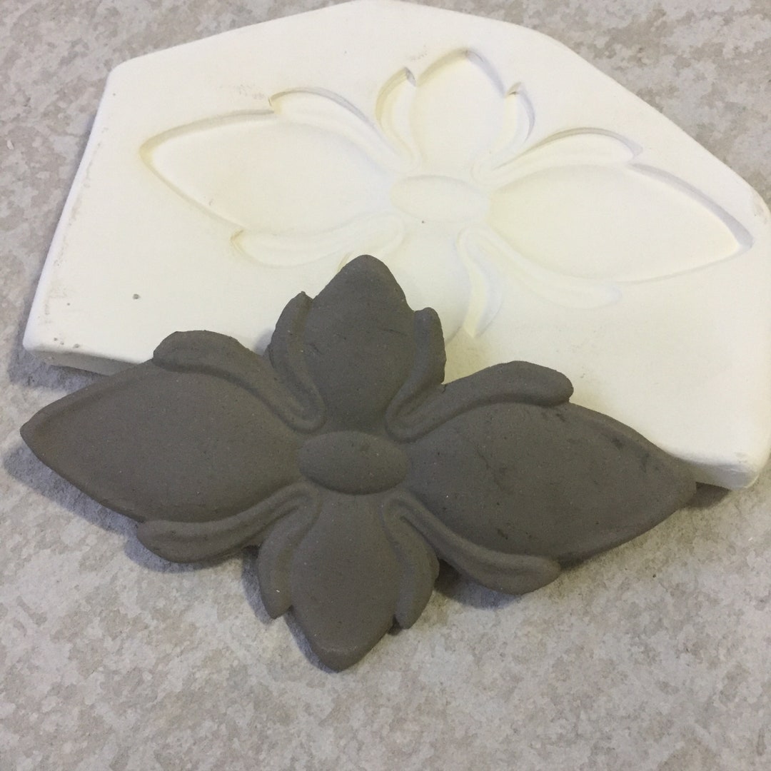 OVR Oval Rosette Sprig Press Mold Relief or Sprig Mold Bisque Clay for ...