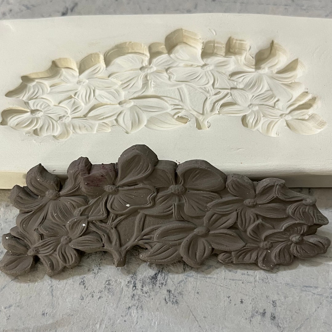 HB Hydrangea Bar Pottery Press Mold Relief or Sprig Mold Bisque Clay ...