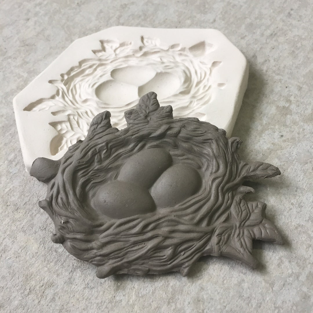 BN Bird Nest Bisque Clay Sprig Mold for Ceramic Decoration and Texture ...