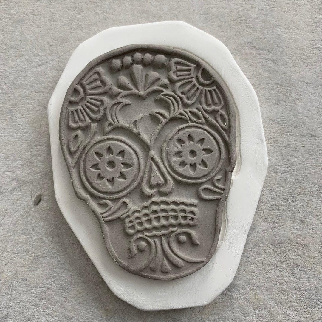 SK Sugar Skull Face Bisque Sprig Mold for Pottery Decorating and ...