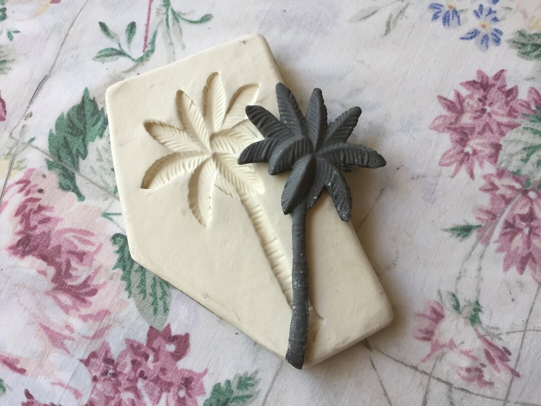 SPT Clay Stamp Short Palm Tree Pottery Press Mold Relief Mold or Sprig ...