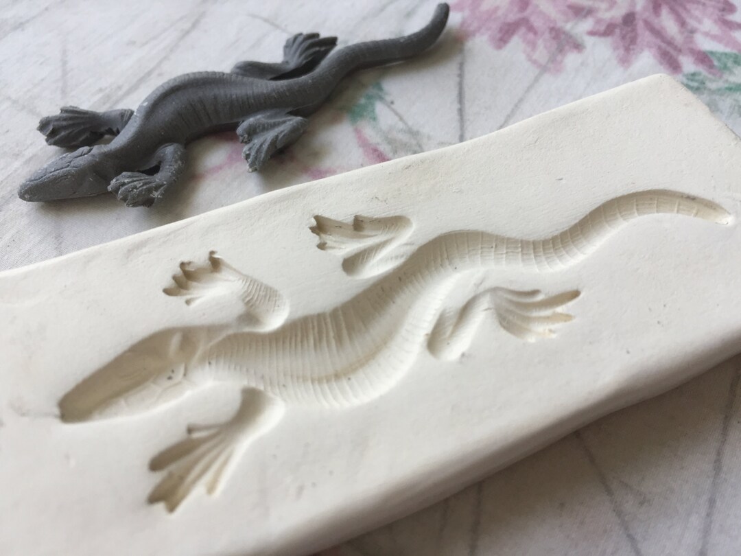 LI Clay Lizard Pottery Press Mold Relief Mold or Sprig Mold Bisque Clay ...