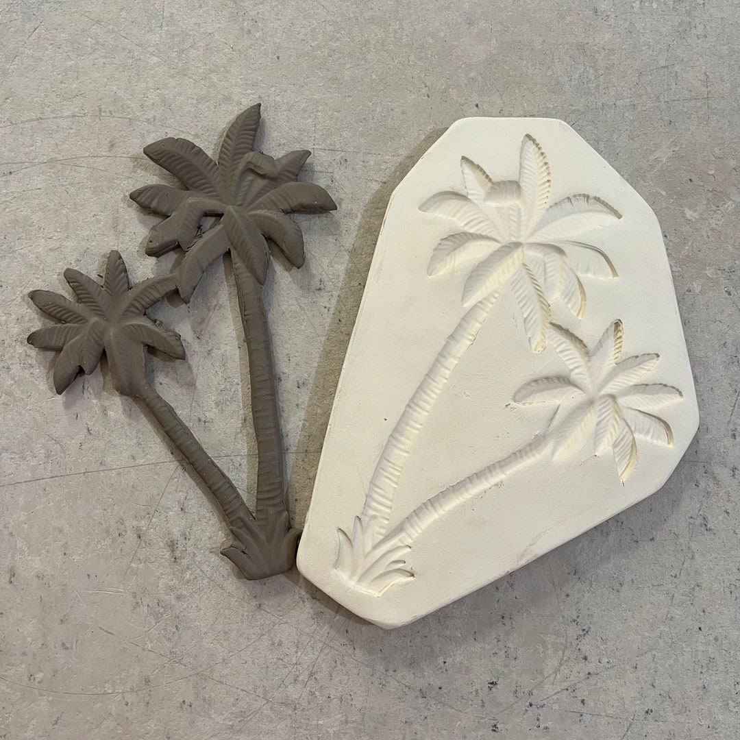 PTP Clay Stamp Large Pair Palm Tree Pottery Press Mold Relief Mold or ...