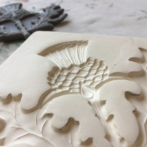 TL Clay Sprig Thistle Leaf Blossom Pottery Press Mold Relief Mold or ...