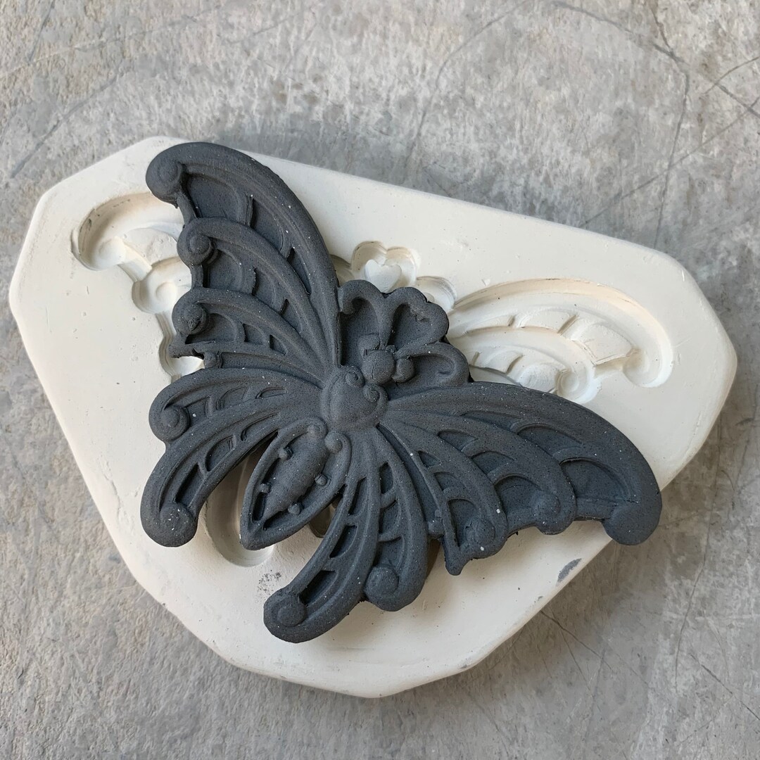 BLF Large Filigree Butterfly Moth Bisque Sprig Mold for Pottery ...