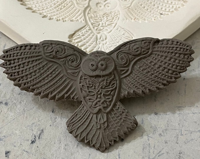 OS Clay With Celtic Design Owl Face Press Mold Relief Mold or Sprig ...