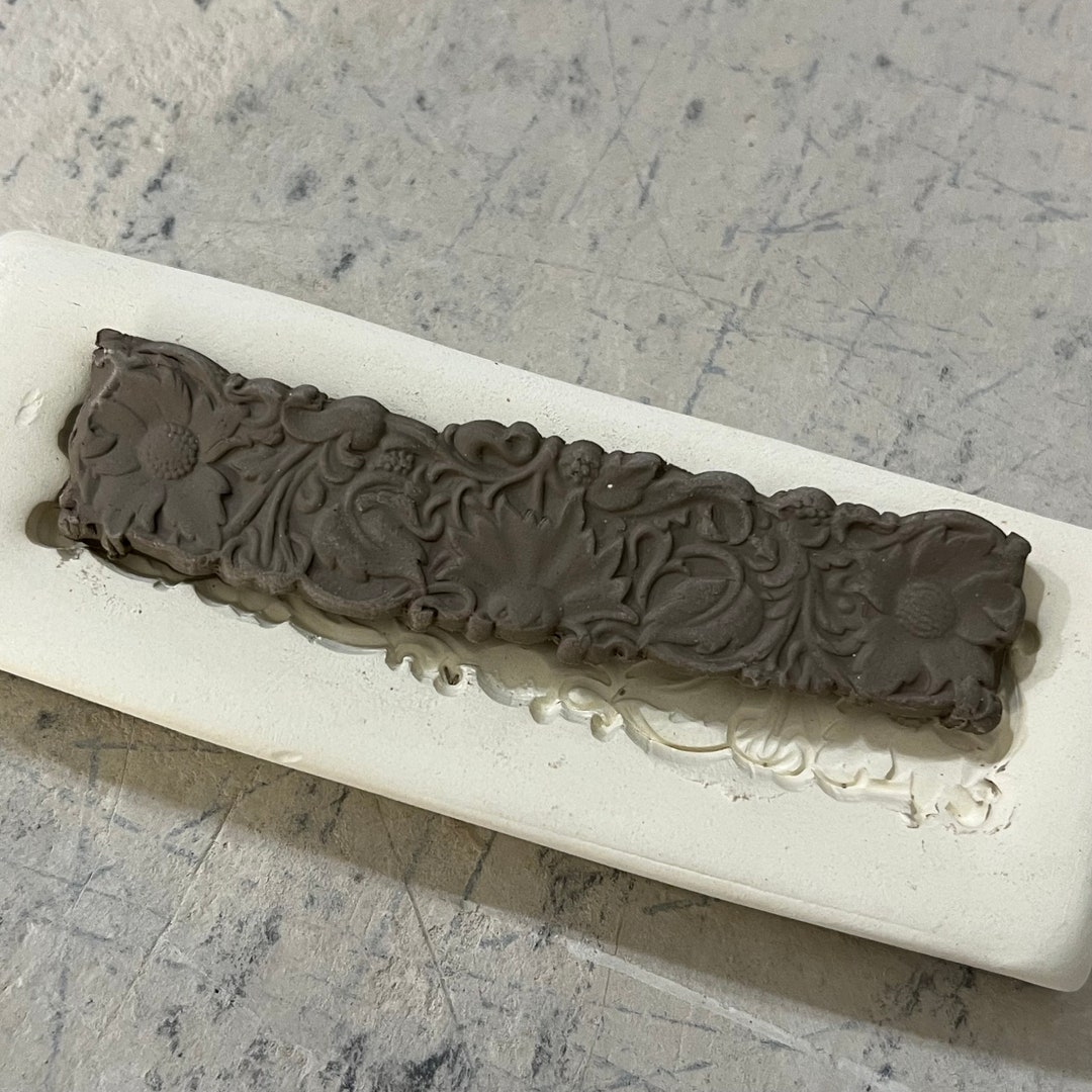 FB Floral Bar Pottery Press Mold Relief or Sprig Mold Bisque Clay Stamp ...