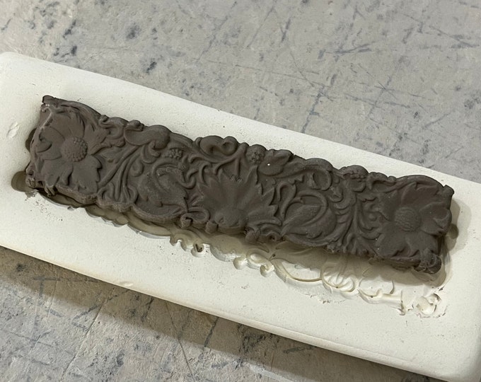 FB Floral Bar Pottery Press Mold Relief or Sprig Mold Bisque Clay Stamp ...