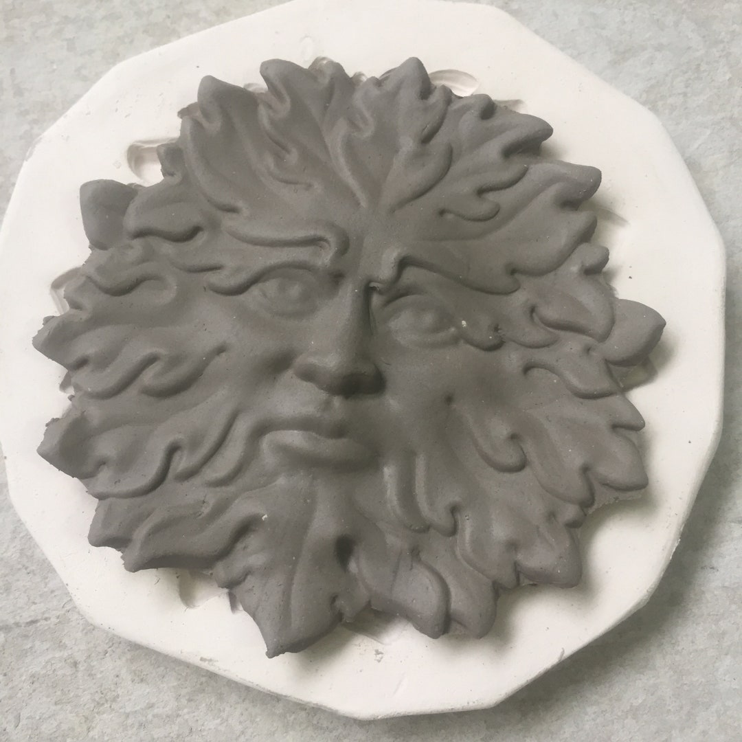 GM Greenman Press Mold Relief Mold or Sprig Mold Bisque Clay Green Man ...