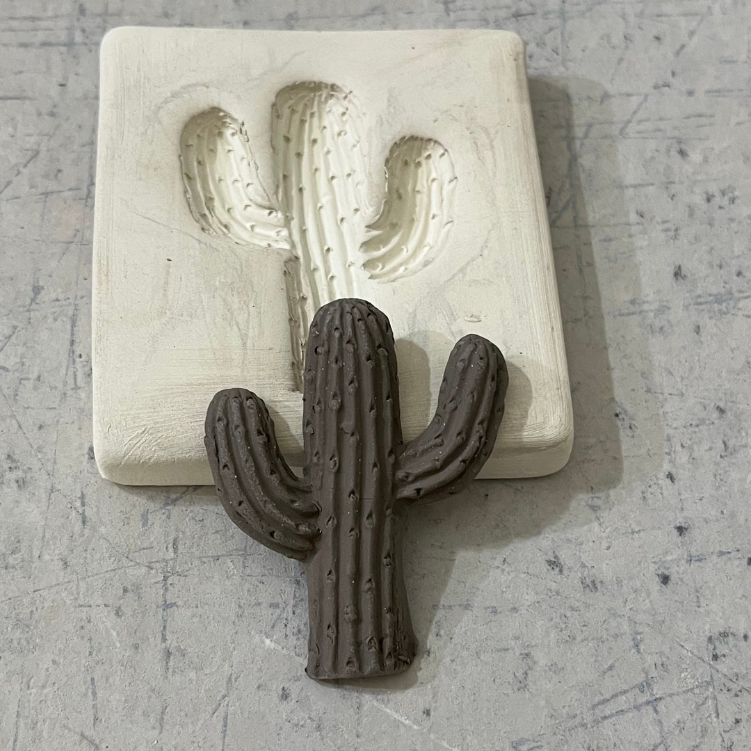 CSS Saguaro Cacti Cactus Small Press Mold Relief Mold or Sprig Mold Bisque Clay Press Mold for ...