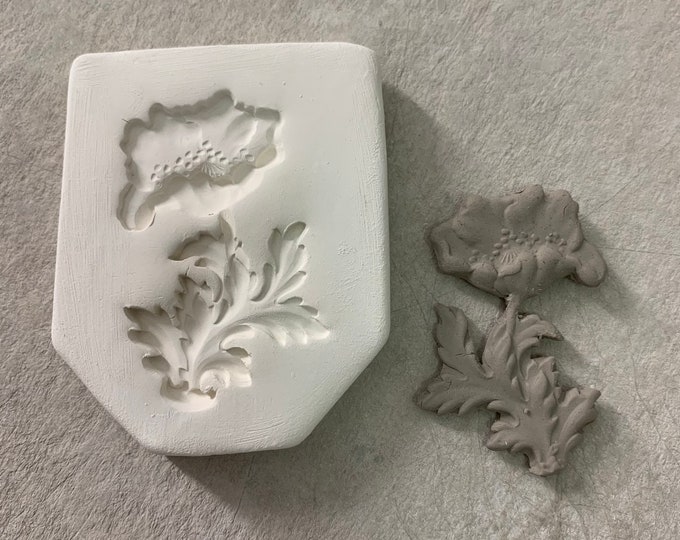 Clay Sprig Stamp Poppy Flower Pottery Press Mold Relief Mold or Sprig ...