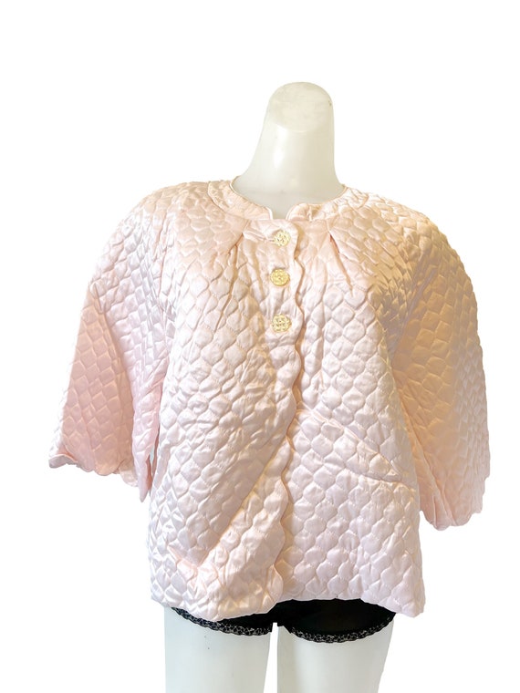 Vintage Barbizon Pink Quilted Bed Jacket - Gem