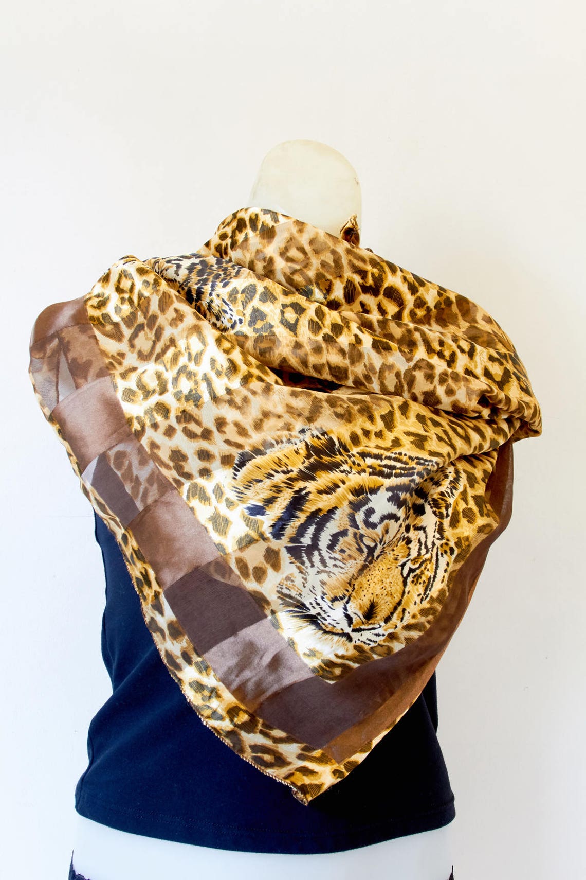 Animal Print Vintage Scarf - Etsy