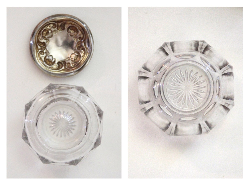 Vintage Pretty Glass Jar With Metal Lid - Etsy
