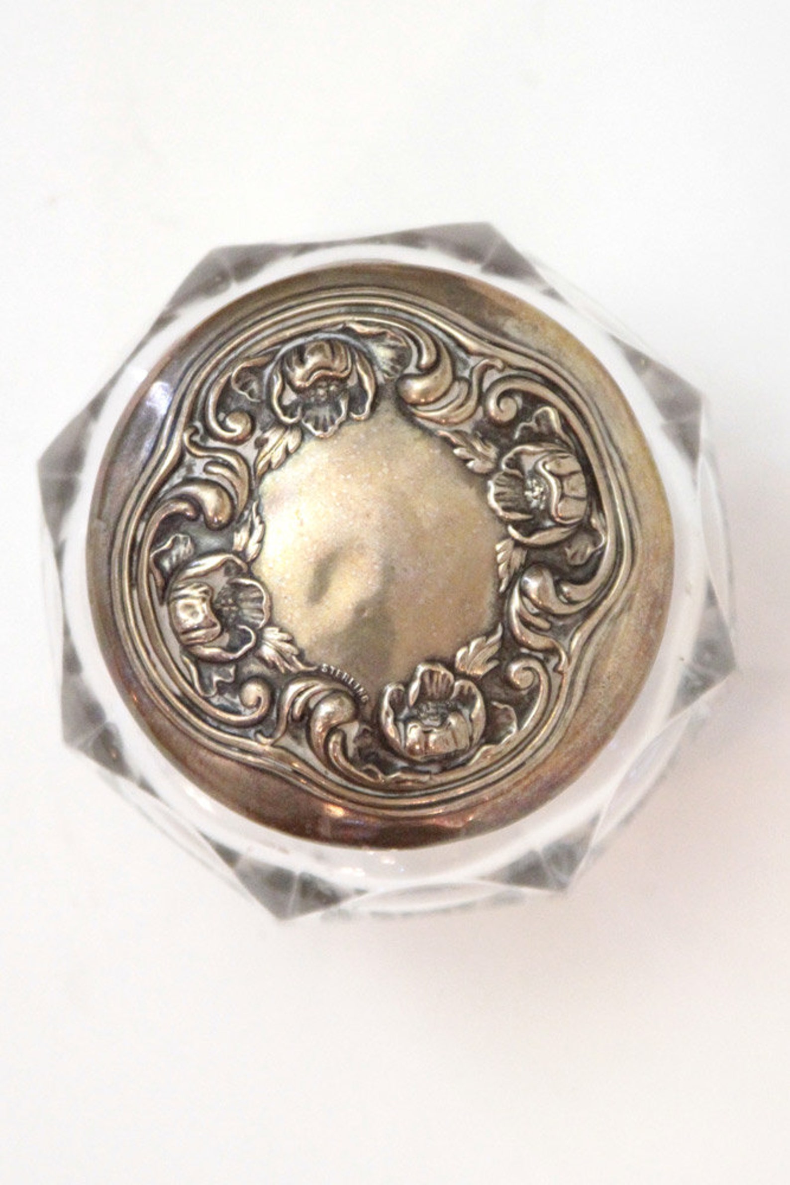 Vintage Pretty Glass Jar With Metal Lid - Etsy