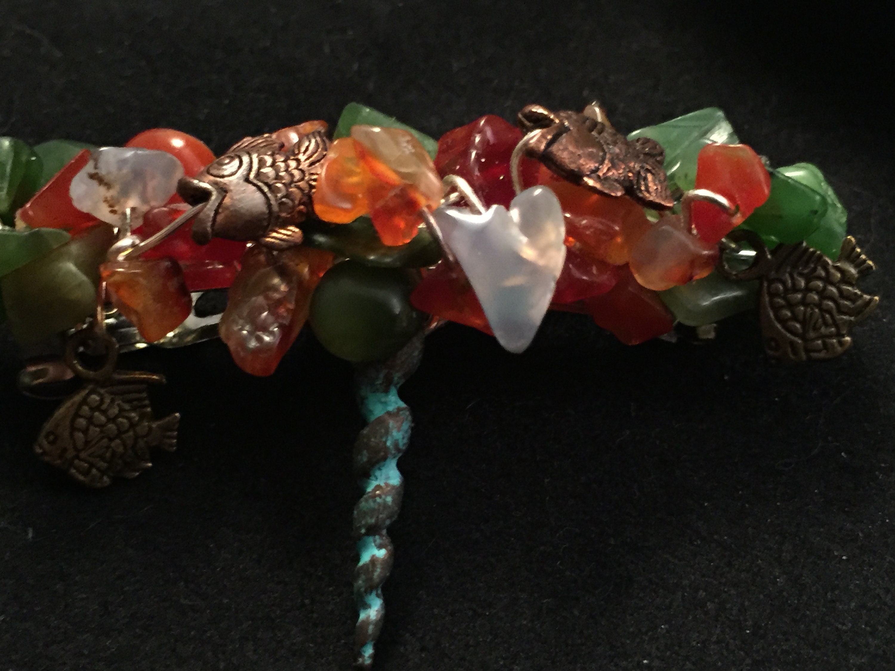 Ocean Treasures Barrette, Fish Barrette, Stone Barrette, Agate Barrette ...